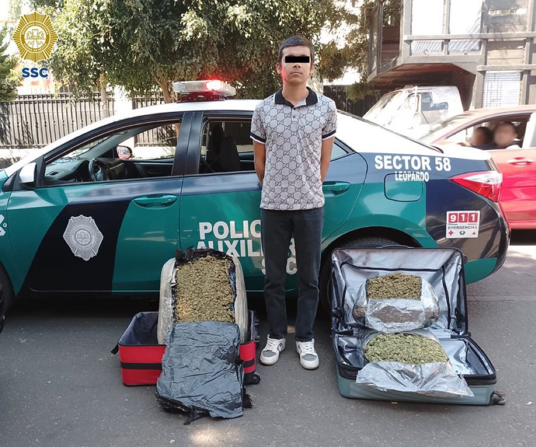 Joven detenido con más de 20 kilos de marihuana en la TAPO, CDMX - TransicionMX